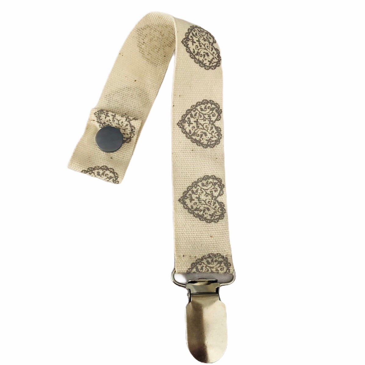Grey Heart on Beige Dummy Clip – Speku